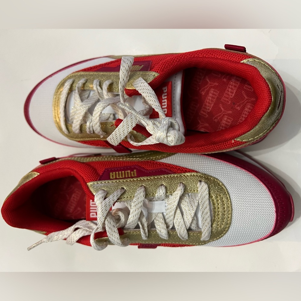 Puma Red, White, & Gold Sneakers - Gem